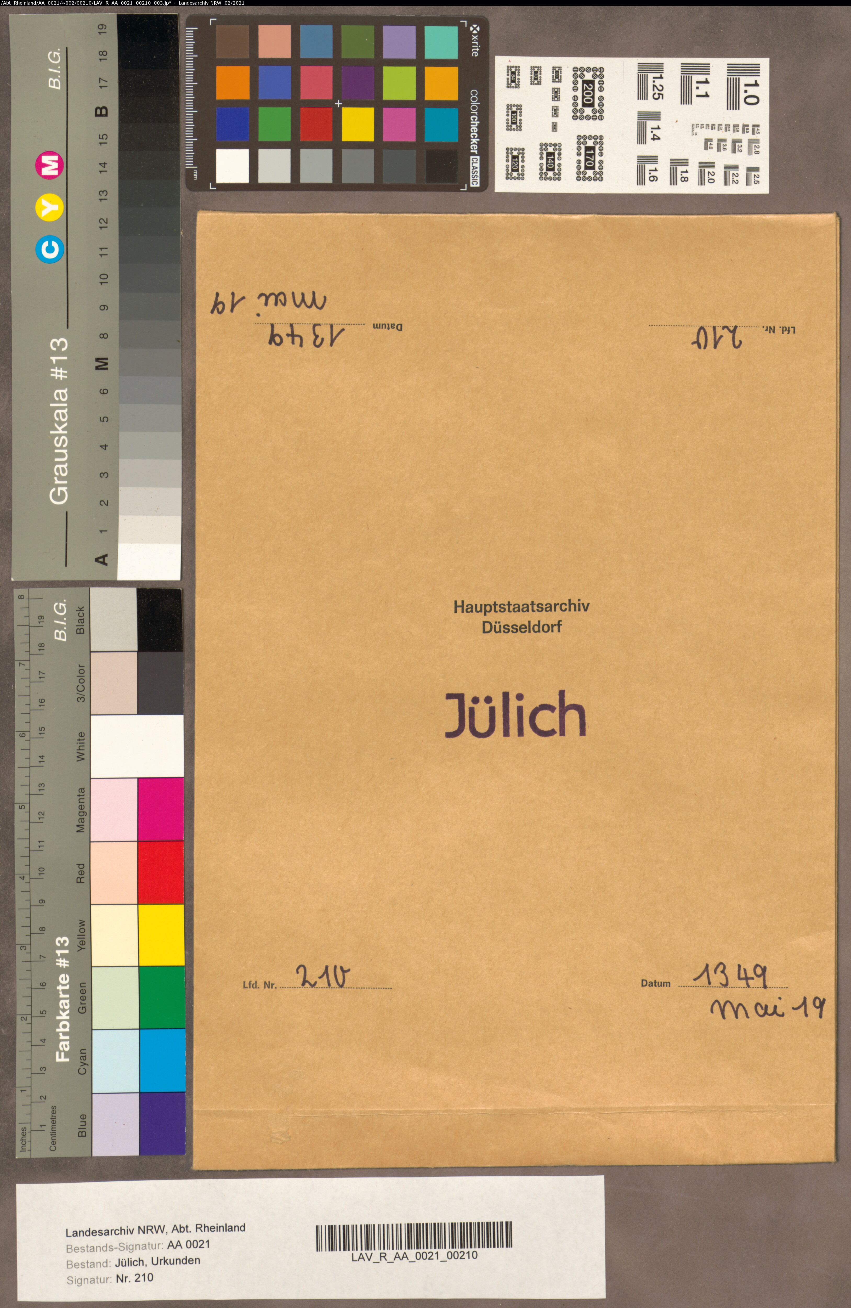 Charter DE-LANRWR|AA0021|AA_0021_%7C_J%C3%BClich_Urkunden_AA_0021_Nr_210 - Monasterium.net